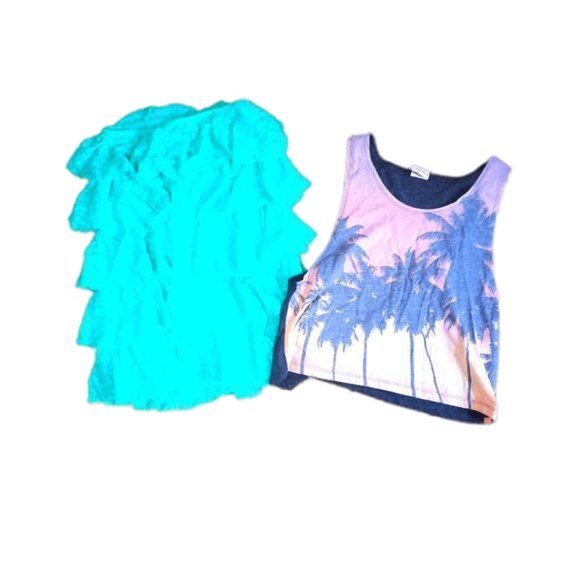 Victoria's Secret | Tops | Victorias Secret Pink Muscle Palm Tree Green ...